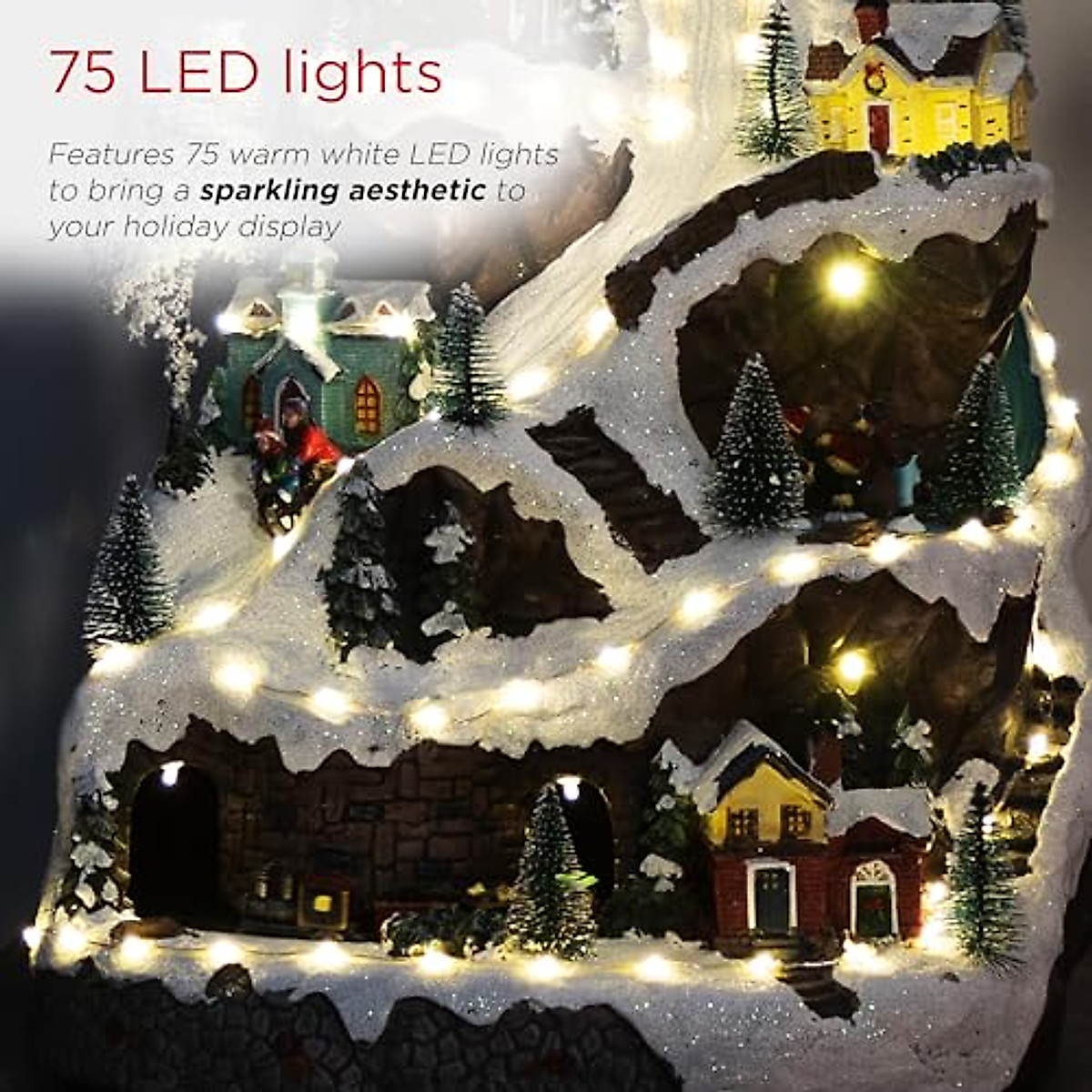 Alpine Corporation 18"H Indoor Animated Winter Wonderland Set with LED Lights and Music
