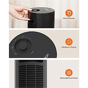 Space Heater for Indoor Use, 1500W Fast PTC Ceramic Heating, 3s Instant Heating, 70° Oscillating,Tip-Over Protection, Small Heater for Office, Bedroom and Desk Use, Black