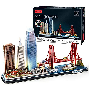 CubicFun 3D Puzzles for Kids Ages 8-10 LED San Francisco Cityline, Arts and Crafts for Kids Ages 8-12 STEM Projects for Kids Ages 8-12 Gifts for 8 Year Old Toys for 8 Year Old Girls Architecture