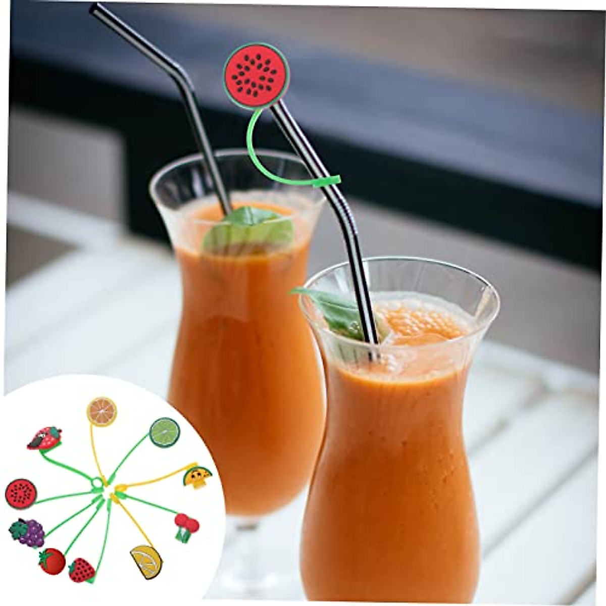 TENDYCOCO 10pcs Fruit Straw Cap Straw Accessories Juice Hat Cute Straw Cover Straw Covers Cute Straw Caps Kids Straw Topper Straw Decorative Cap Straw Tips Cap Pvc Automatic Child Fruit Tray