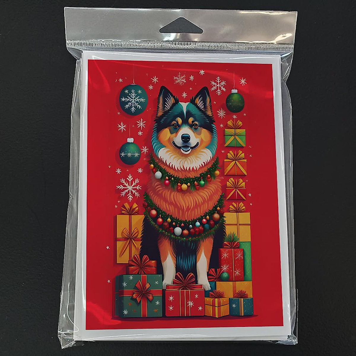 Caroline's Treasures DAC3086GCA7P Finnish Lapphund Holiday Christmas Greeting Cards Pack of 8 Blank Cards with Envelopes Whimsical A7 Size 5x7 Blank Note Cards