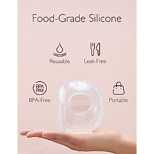 Momcozy Milk Collector for Breastmilk, Pea Breastfeeding Milk Catchers with Flange & Valve More Adsorption & Fit, Silicone Milk Collector Reusable Breast Milk Shells 2.5oz/75ml, 2 Pack