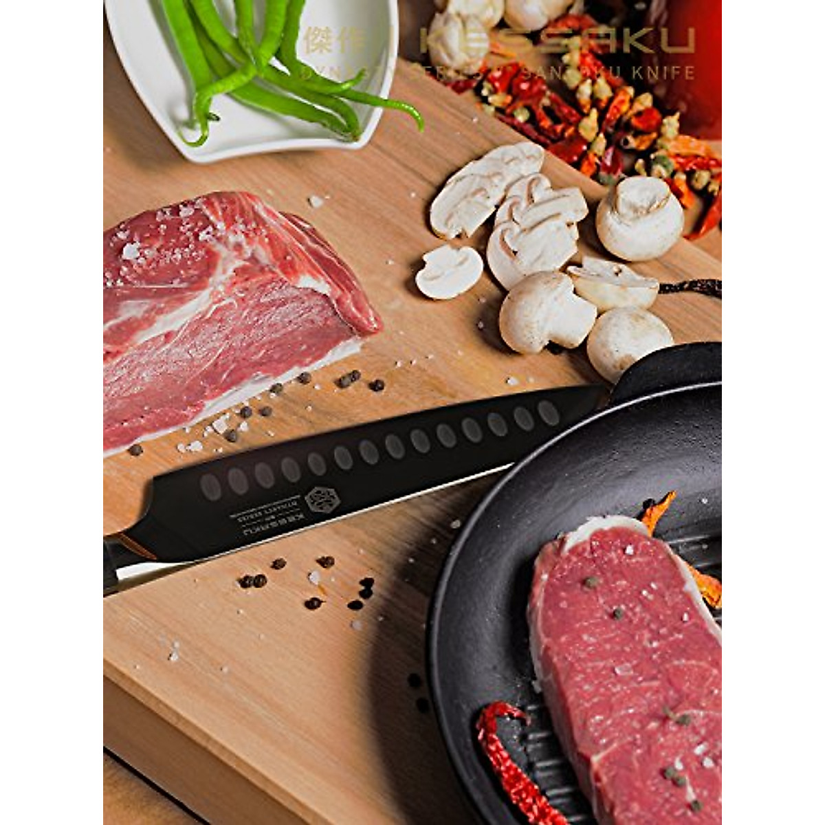 KESSAKU 4 Knife Set - Dynasty Series - Forged ThyssenKrupp German High Carbon Steel - 8-Inch Chef, 7-Inch Santoku, 5-Inch Utility, 3.5-Inch Paring