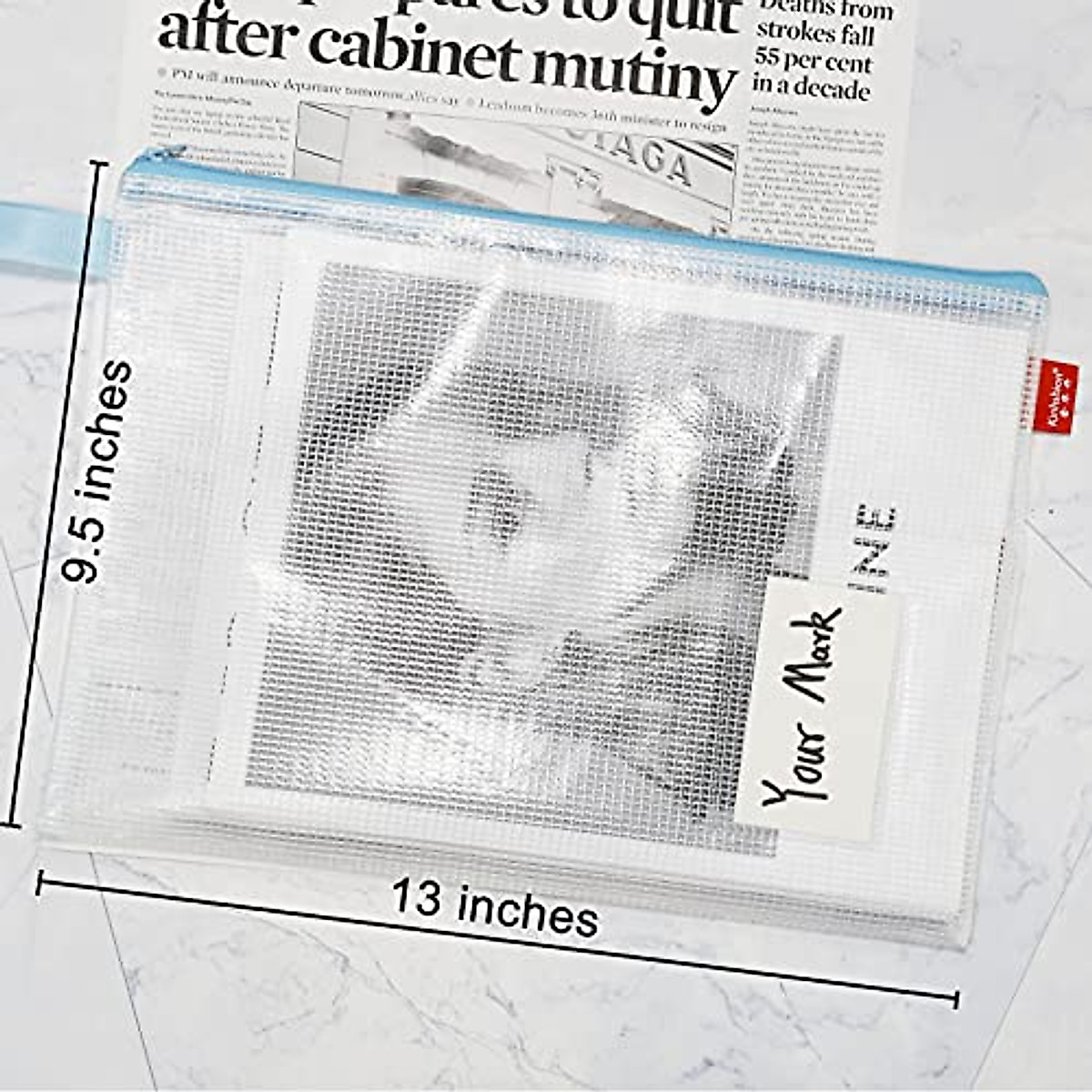 Kinhshion Zipper Pouch Set of 12 PVC Zipper Bags with Name Card Clear Zipper Pouch A4 Plastic Organizer Bag Zipper Folder Bag Cosmetic Bags Travel Storage Bags 4 Colours