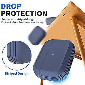 DamonLight AirPods Pro 2 Case Upgraded Rugged Case Shock Proof Protective Cover with Lanyard for Apple AirPods Pro 2nd Generation Case 2022 Released (Midnight Blue)