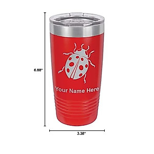LaserGram 20oz Vacuum Insulated Tumbler Mug, Ladybug, Personalized Engraving Included (Red)