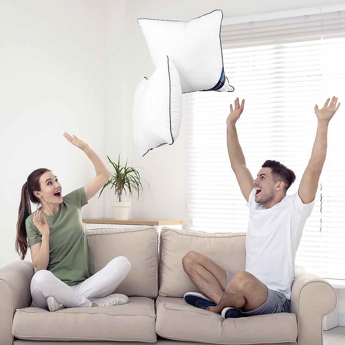 Utopia Bedding Throw Pillow Inserts (Pack of 4, White), 18 x 18 Inches Decorative Indoor Pillows for Sofa, Bed, Couch, Cushion Sham Stuffer