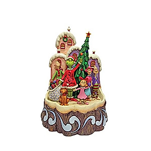 Enesco Jim Shore Dr. Seuss The Grinch Carved by Heart Lit Figurine, 8.86 Inch, Multicolor, Green