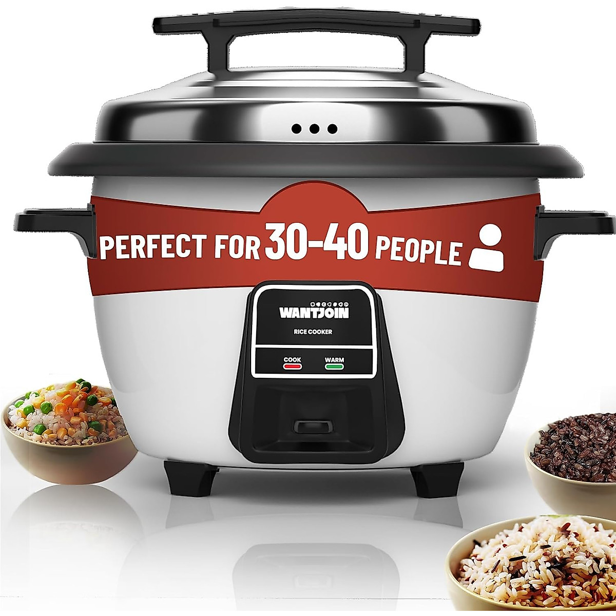 Wantjoin Rice cooker Stainless Rice Cooker & Warmer Commercial Rice cooker for party and family(10L capacity for 4.2L rice,42CUPS) White