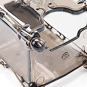 KCHENSUPLY Cotton Pad Holder Cotton Round Pad Dispenser Butterfly Design Pattern Translucent Cosmetics Make Up Cotton Pads Organizer with Cover Lid for Home Bathroom (Grey)