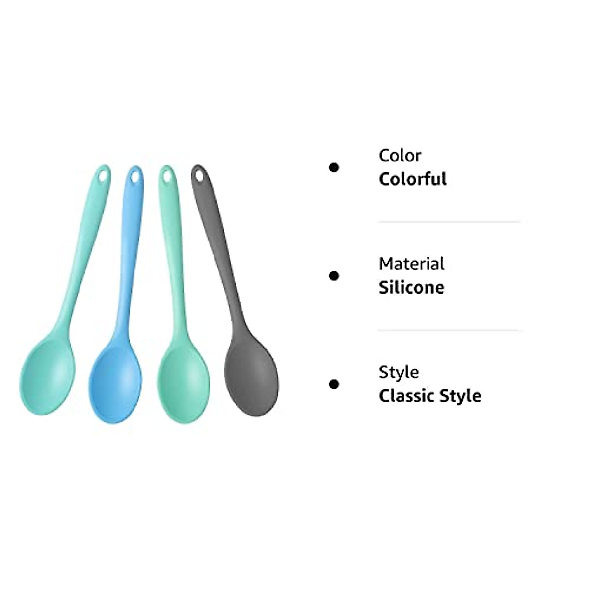 4 Pcs Silicone Mixing Spoons Nonstick Heat Resistant Silicone Utensil Spoons Silicone Basting Cooking Spoons Multicolor Serving Baking Spoons for Kitchen Baking Serving Stirring