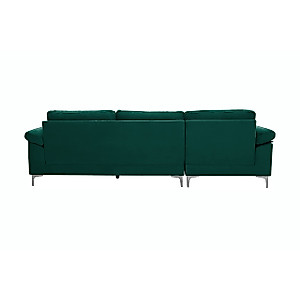 LCH Sectional Couch Living Room,Modern Futon Chaise L-Shape with Arm-Pillows & Metal Legs,Left Hand Facing,Up to 3-Seat Capacity Sleeper Sofa (Velvet Green)