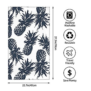 Dark Blue Pineapple Hand Towel Watercolor Summer Fruit Face Towel Soft Fingertip Graphic Hand Towels for Bathroom Kitchen Hotel Yoga & Gym 27.5 X 15.7'