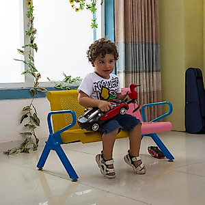 Walmokid Children Kids Chairs 2 Seat & 3 Colors Chairs with Steel Frame for Toddlers Kindergarten Home Indoor Use（Pink&Yellow&Blue）…