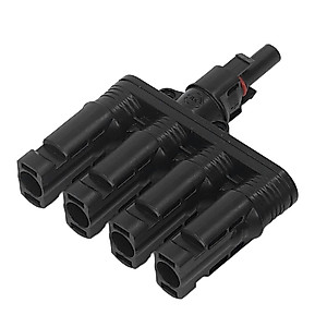 4 To 1 Solar Panel Connectors, 1000VDC Crimping Connection Anti Aging IP67 Waterproof Dustproof PPO Solar Panel Connectors for Outdoors