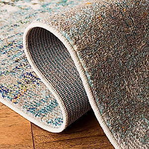 SAFAVIEH Madison Collection 8' x 10' Grey/Blue MAD471F Modern Abstract Non-Shedding Living Room Bedroom Dining Home Office Area Rug