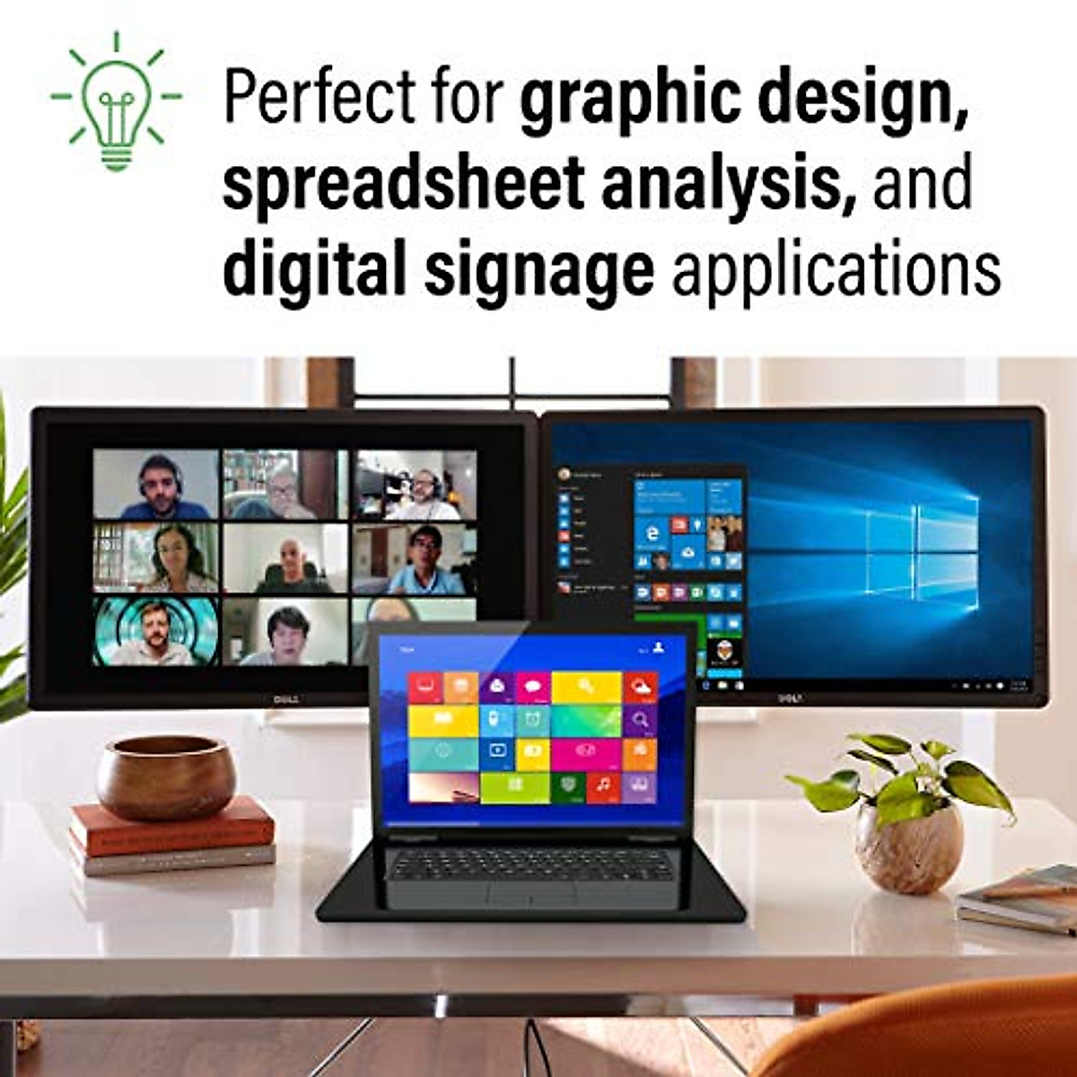 C2G 54292 USB Powered 4K 2-Port Mini DisplayPort to HDMI MST Hub Monitor Splitter, Black