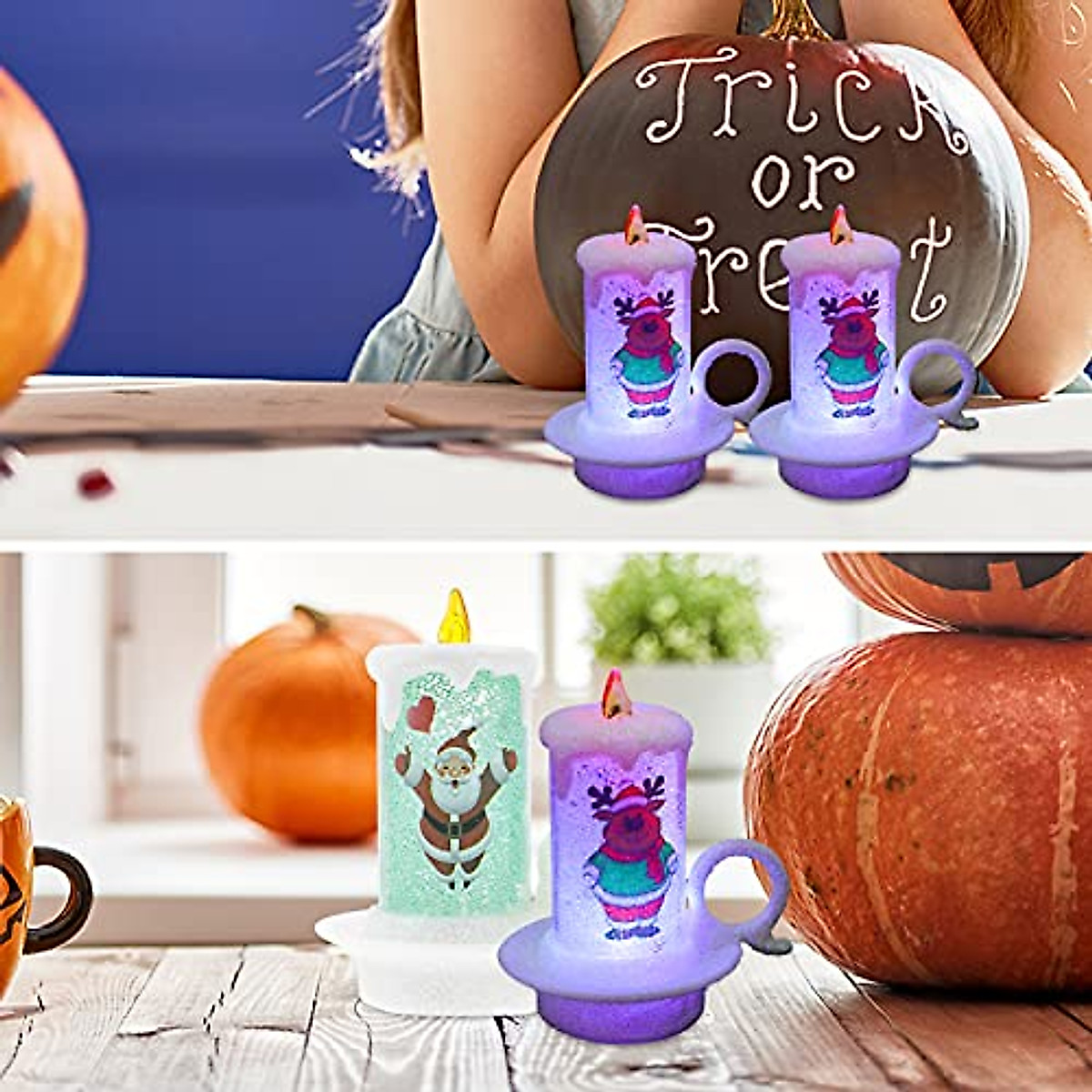 Mobestech 12Pcs LED Christmas Candle Lights Flameless Electric Xmas Candle Tea Light LED Candle Lamp Christmas Decoration Candle for Restaurant Home Bar Garden Party Ornaments Random