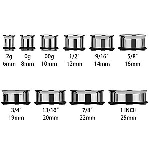 KUBOOZ 12pcs Set Colorful Stainless Steel O-ring Ear Plugs Tunnels Gauges Stretcher Piercings 1/2"