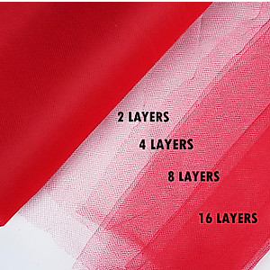 Craft And Party, Red Fabric Tulle Roll 54 Inch by 40 Yards (120 ft) Fabric Tulle Bolt for DIY Tutu Skirt, Wedding and Decoration (Red)