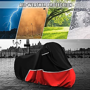 Waterproof Motorcycle Cover Replace for Harley Davidson Sport Models, 420D Oxford Cloth Nightster, Sportster Motorcycle Cover with Reflective Strips for Snow Rain Dust Hail Protection