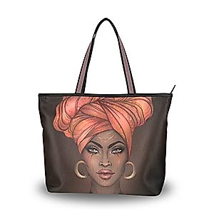 Woman Tote Bag Shoulder Handbag African American Woman for Work Travel Business Beach Shopping School
