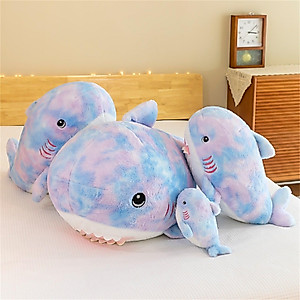 KOJAGARRI Plush Rainbow Shark Dolls,Very Soft Colorful Whale Shark Hugging Pillow，Cute Plush Doll Fish Plush Toy，Birthday, 11 inch