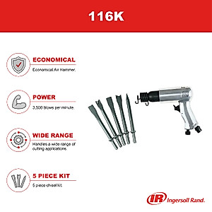 Ingersoll Rand 116 Standard Duty Air Hammer, 116K - Tool plus 5 Piece Chisel Set