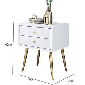 SJYDQ Nordic Solid Wood Bedside Table with Double Drawer Design Bedside Table, Coffee Table Bedroom Mini Bedside Table, White