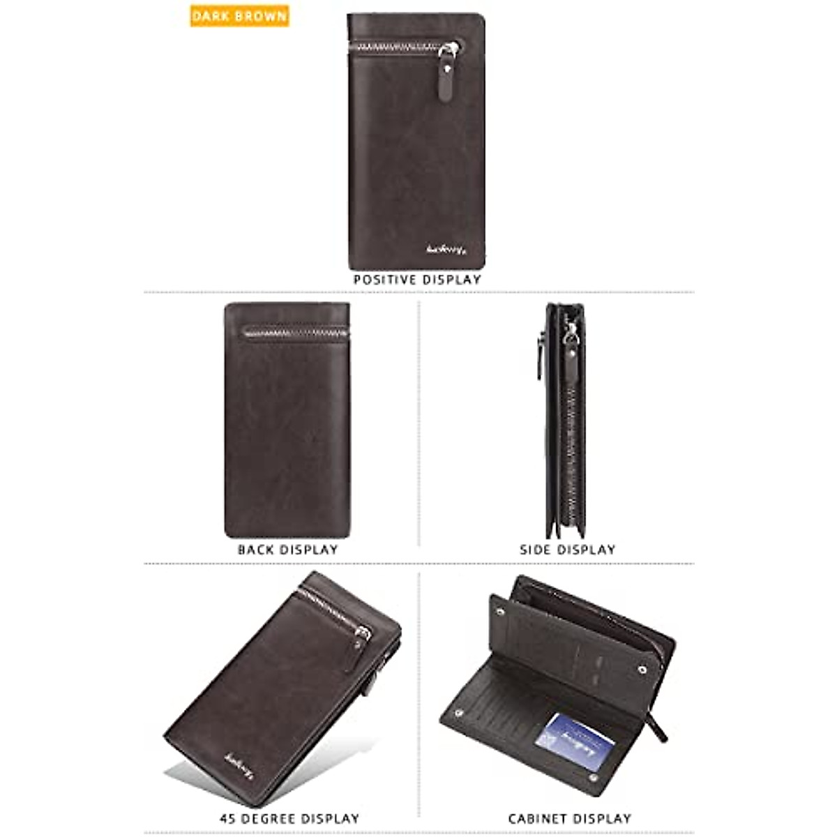 Men's Bifold Leather Zip Coin Handbag Multi Card Holder Purse Long Wallet Clutch