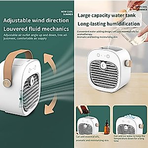 Portable Air Conditioner，10000mAh Mini Air Cooler Conditioner Fan，USB Personal Air Cooler With Humidifier，3 Speed Silent for Desktop，Office，Room，Bedroom，Travel，Car，Indoor & Outdoor activities.(White)
