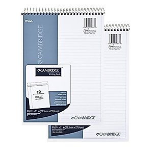 Mead Cambridge Wirebound Notebook/Notepad/Steno Book, 8.5 x 11 Inches,70 Pages, 140 Sides, 2-Pack, Stiff-Back (73403)