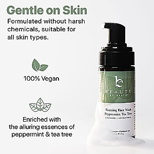 Foaming Face Wash - Peppermint Tea Tree Foaming Cleanser, Made with Hydrating Ingredients, Acne Face Wash for Women & Mens, Men Face Wash for Acne, Acne Cleanser, Natural Face Wash For Oily Skin