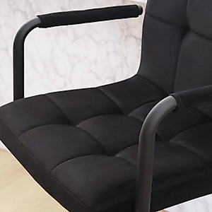 Furnimart Adjustable Bar Stool Swivel Barstools Set of 2 Counter Stools with Armrest and Footrest Upholstered Bar Chairs for Kitchen and Dining Room (Velvet-Black)