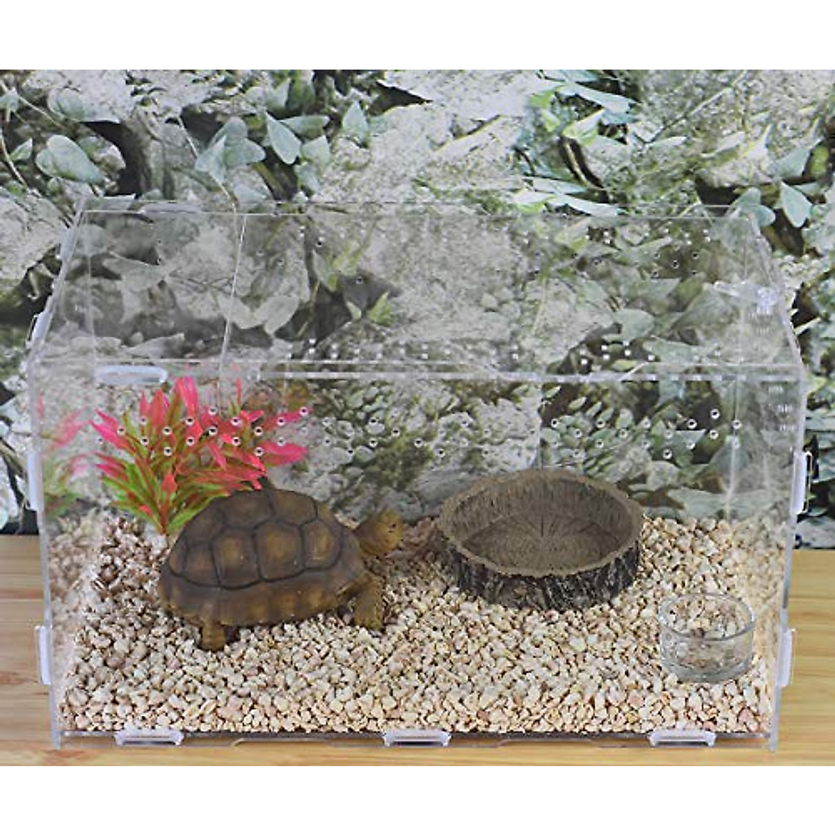 OMEM Reptile Natural Bowl Food and Water Dish Resin Made (Tree bark)