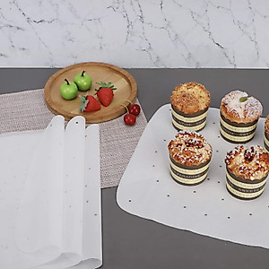 Beasea Air Fryer Parchment Paper 12 Inch, 200pcs White Air Fryer Filter Paper Square Perforated Parchment Paper Bamboo Steamer Papers for Air Fryer and Steaming Basket