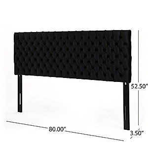 Christopher Knight Home Jezebel Tufted Velvet Headboard, King / Cal King, Black / Black