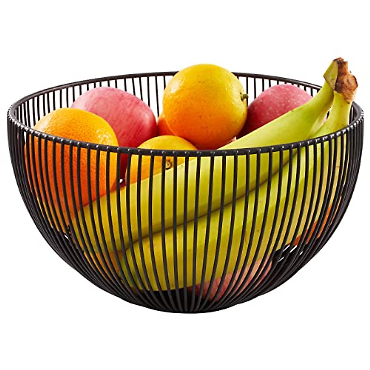 Glory to you Fruit Bowls for Kitchen Counter, Metal Wire Fruit Basket, Black Round Holder Storage for Vegetable Snack Bread Serving Candy Table Dining