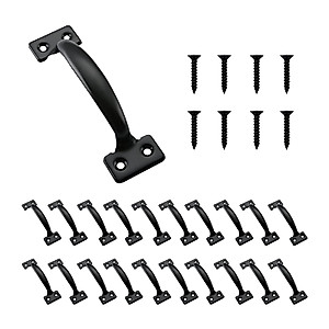HOME MASTER HARDWARE 20 Pack 6-1/2 inch Gate Pull Door Handles Metal Gate Pulls Kitchen Furniture Cabinet Wardrobe Closet Drawer Handle Black with Screws