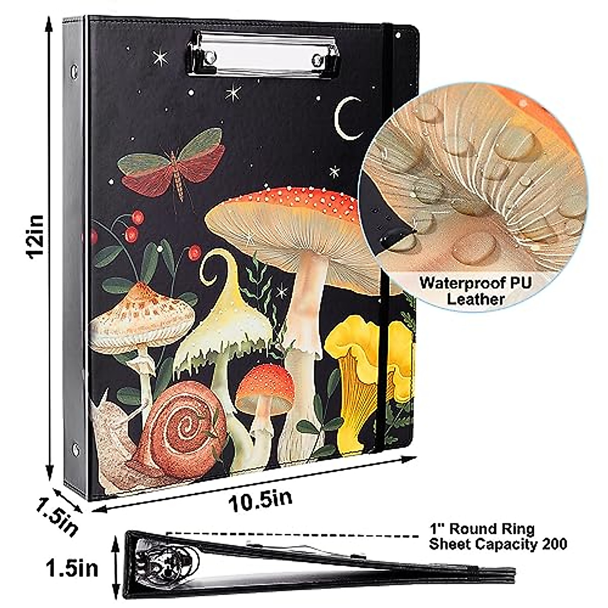 3 Ring Binder 1 Inch, Colorful 3 Ring Binder with Clipboard PU Leather Binder Dividers with Tabs 1 Inch Binders 3 Ring with 8 Tab Dividers and 2 Sheet Stickers Aesthetic School Supplies