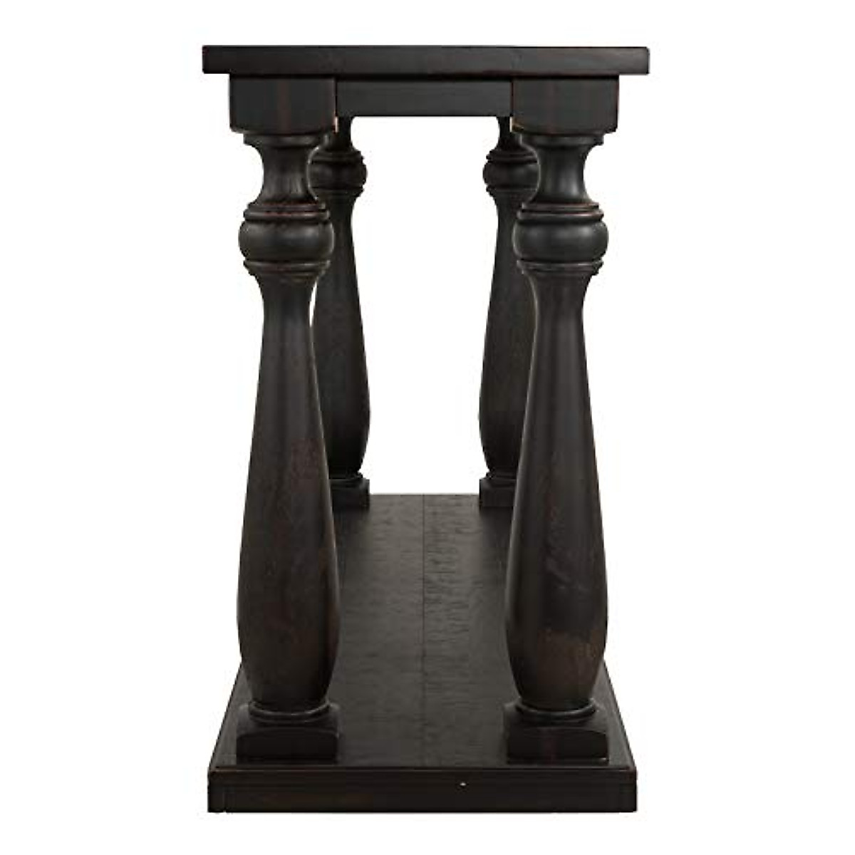 Signature Design by Ashley Mallacar Rustic Cottage Rectangular Sofa Table with Floor Shelf, Black