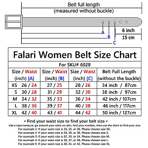 Falari Women Genuine Leather Belt Fashion Dress Belt With Single Prong Buckle 6028-White-M