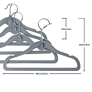 Baby Hangers, 50 Pack Childrens Velvet Hangers - Baby Clothes Hangers Non Slip Velvet with Rotatable Hook,12Inch Space Saver Cascading Velvet Hangers, (Grey)