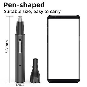 Nose Hair Trimmer and Eyebrow Trimmer, Rechargeable Professional Painless Eyebrow Razor for Ear Beard Hairline, 2 in 1 Metal Trimming Tool, Black