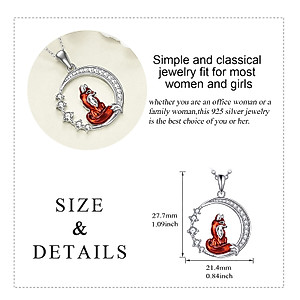 LUHE Fox Necklace Gifts 925 Sterling Silver Kitsune Moon Pendant Necklace Jewelry Gifts for Women (Animal necklace-fox)