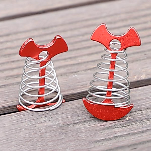 Alnicov 10Pcs Deck Plank Board Tent Stakes,Fishbone Deck Anchor Pegs with Spring Buckle for Outdoor Camping Hiking,Red