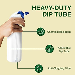 Heluva Green Heavy Duty 24oz Plastic Spray Bottles for Cleaning - Large Empty Bottles for Gardening Solutions, Vinegar, Chemicals, Professional Cleaners - Adjustable Sprayer Nozzle - 4 Pack