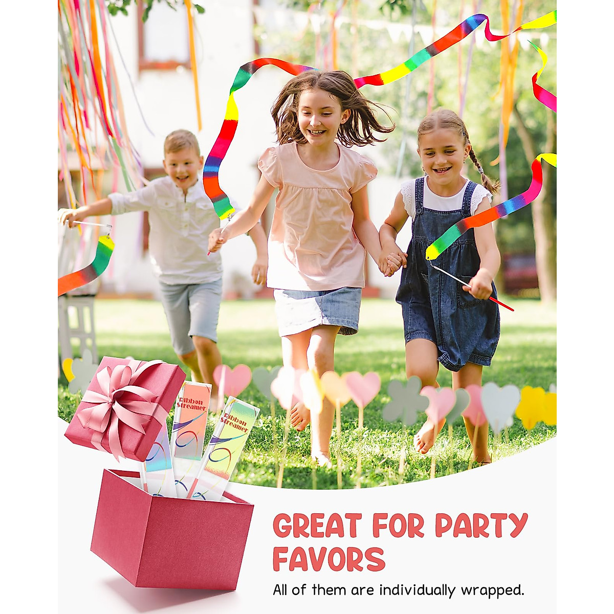 JoyCat 12 Pack Dance Ribbon Party Favors for Kids,Rainbow Birthday Decorations,Unicorn Princess Fairy Party Supplies,Girls Party Games,Gymnastics Goody Bag Stuffers