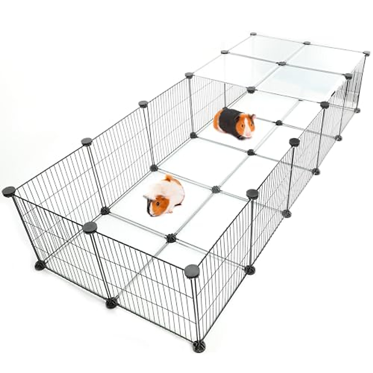 FHTONGE Extra Large Rabbit Playpen Indoor, 11 Sq Ft C&C Guinea Pig Cage Habitat, Small Animal Playpen Raised Guinea Pig Playpen for Chinchilla Hamster Hedgehog Ferret Puppy Kitten Rat Bunny