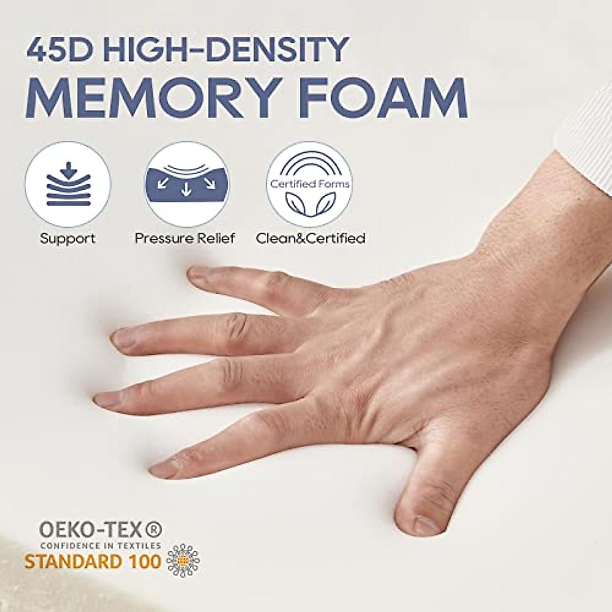 Cube Pillow for Side Sleepers 24"x12"x5" Memory Foam Rectangle Pillow Support Neck and Shoulder for Pain Relief, Thick Bed Pillow for Sleeping with Removable Cover - King, Queen, Square | Blue